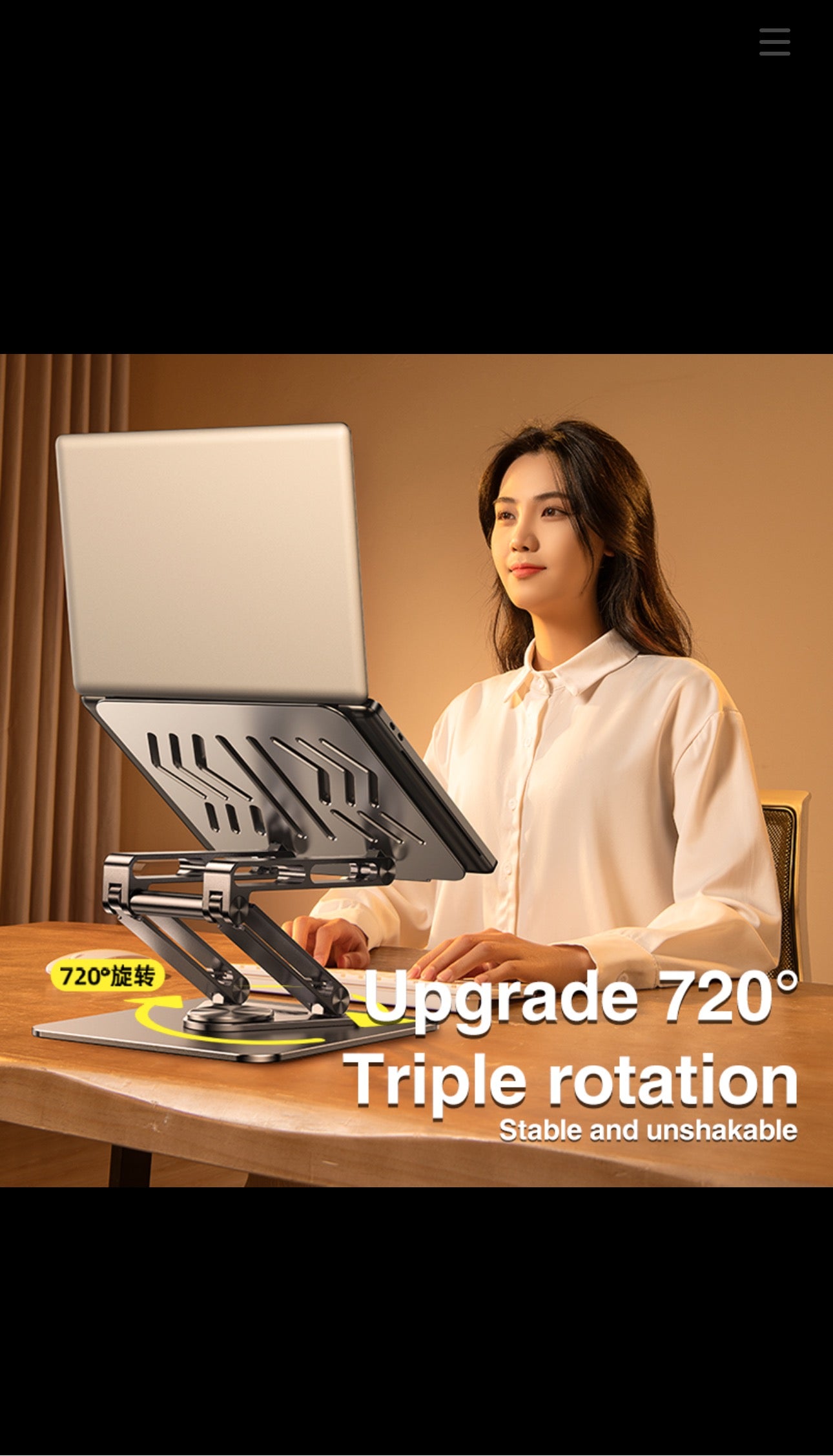 Rtako RS-CP84S 3-Level adjustable laptop stand with 360° Rotating Base