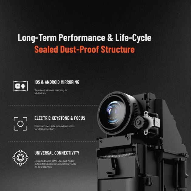 porodo Mini Projector - Wireless Mirroring Patented Dust-Proof Structu ...