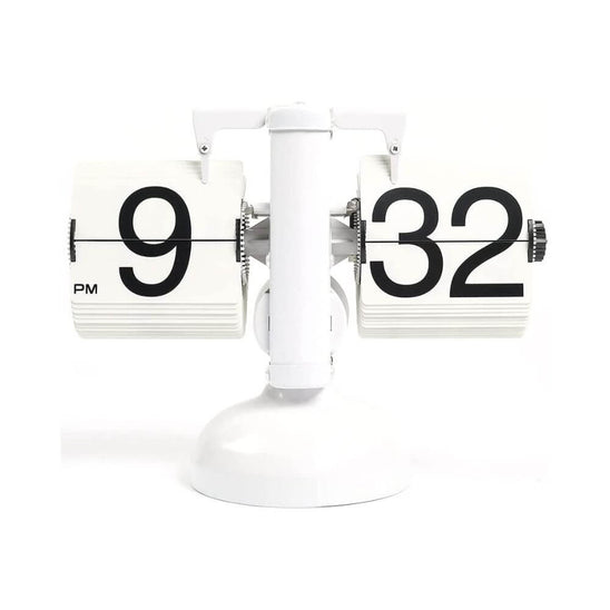 Digital paper clock for desk in a retro design featuring classic color